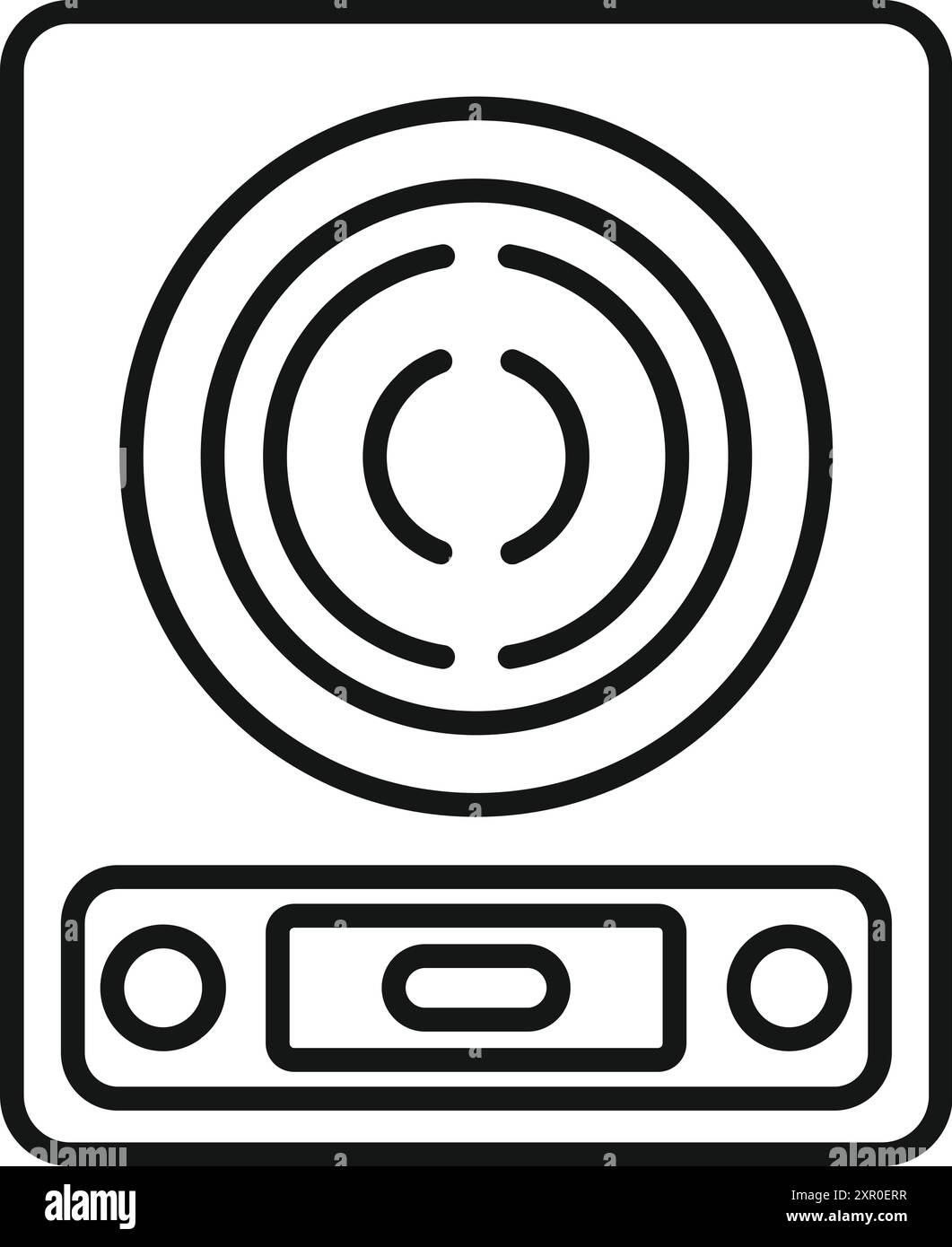 Line drawing of an induction cooker panel with touch controls ...
