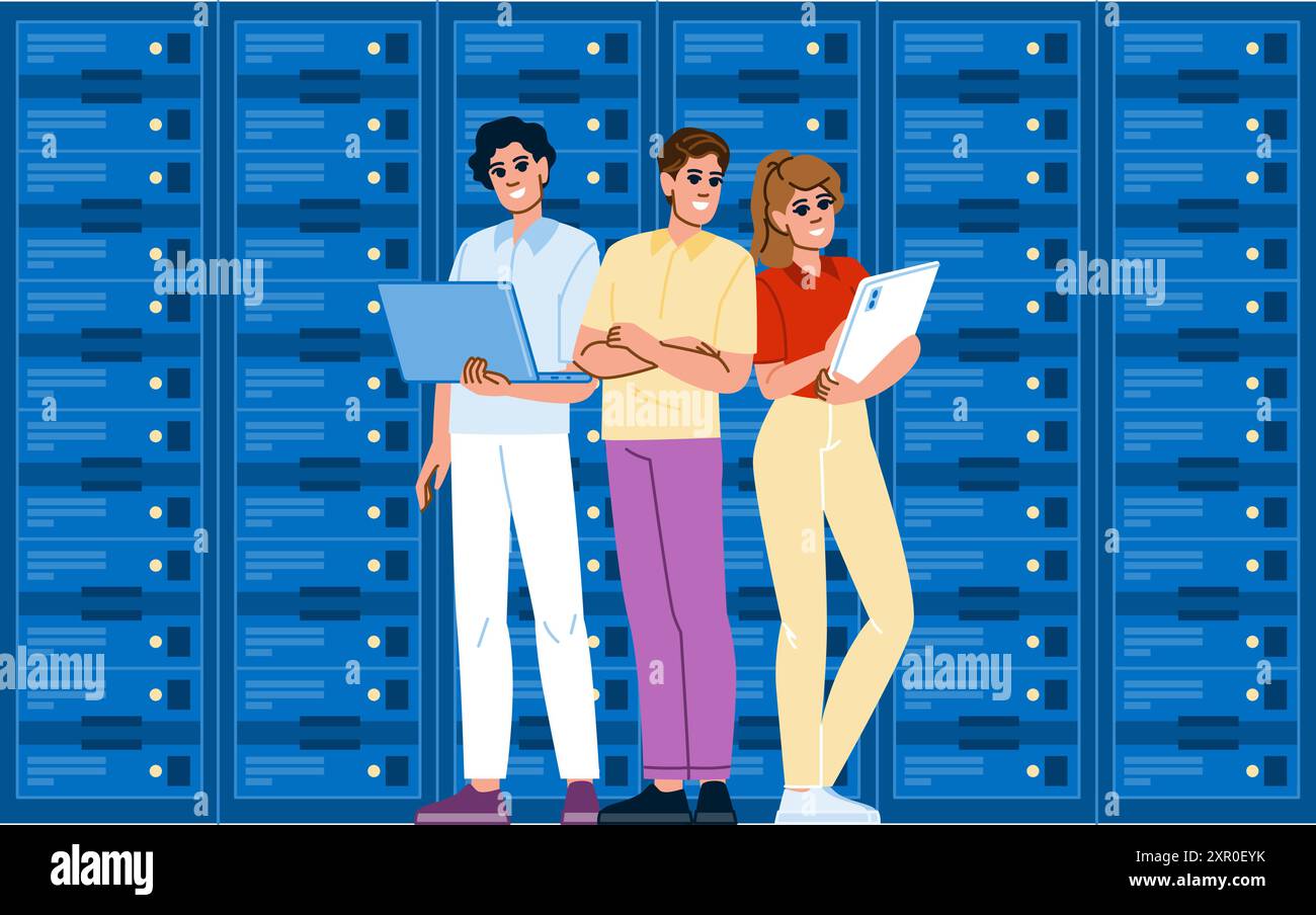 engineer server room staff vector Stock Vector Image & Art - Alamy