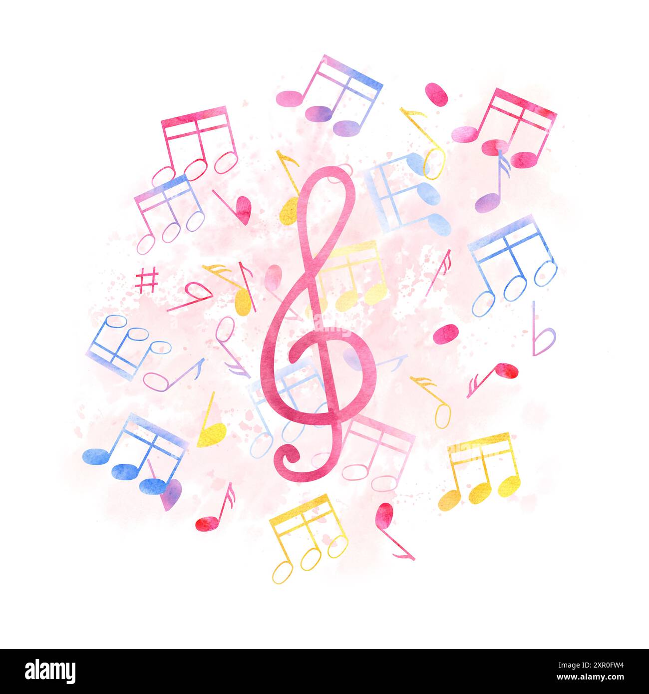Abstract music notes around treble clef. Poster for music day ...