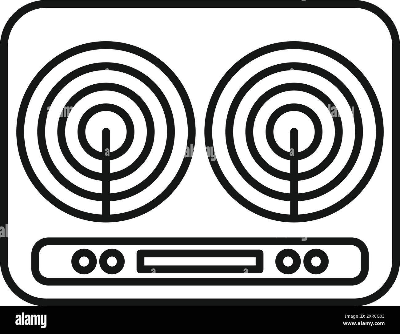 Induction cooker panel showing two heating zones for preparing food ...
