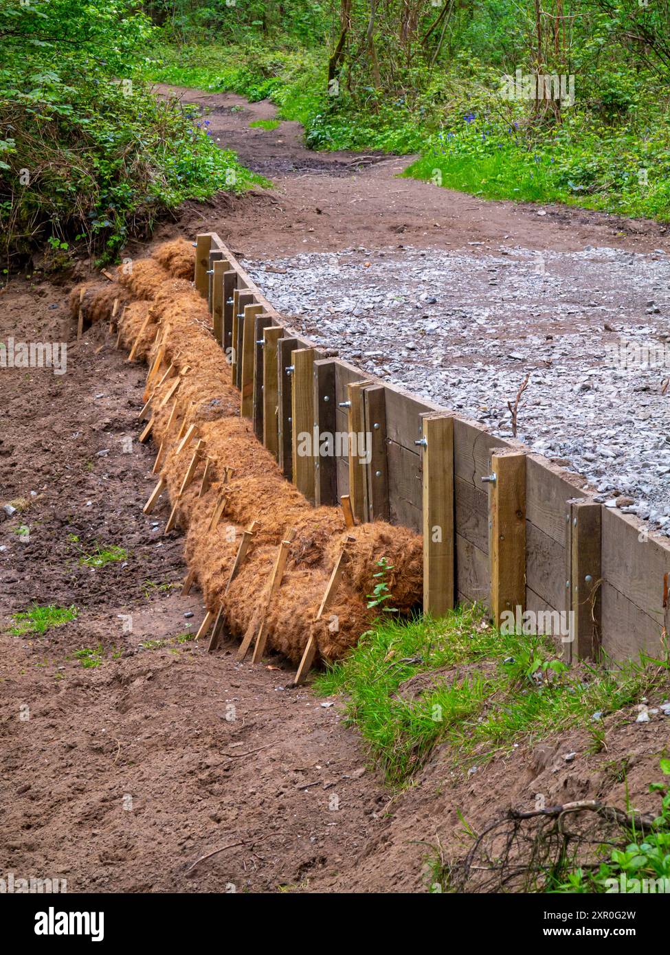 Natural materials used for flood prevention and to protect paths on the ...