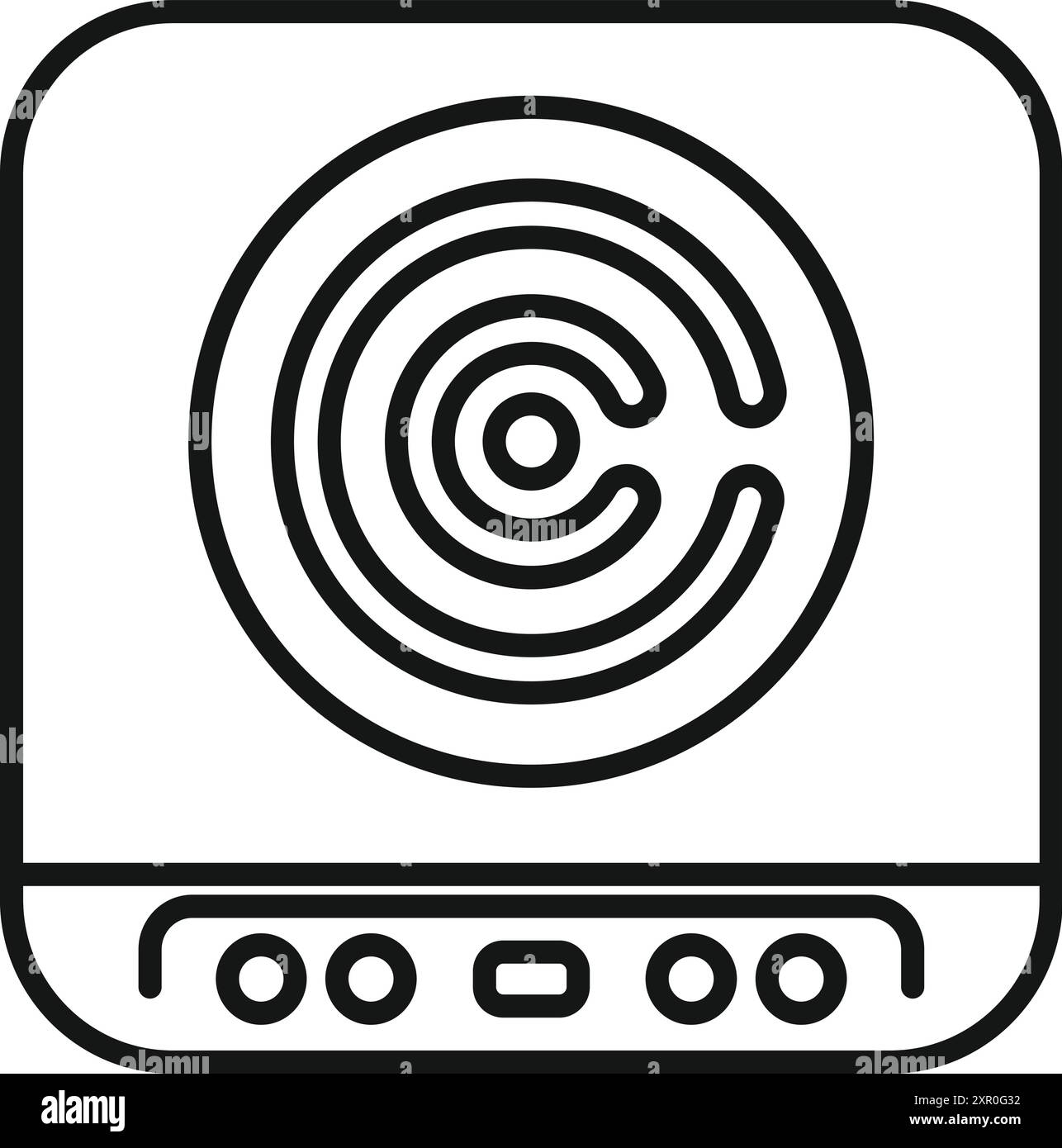 Line drawing of a modern induction cooker panel with touch control ...