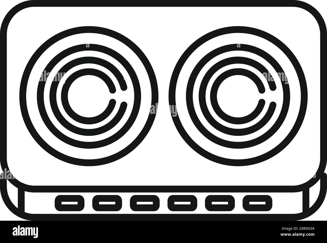 Line art icon of a double electric stove top with a touch control panel ...