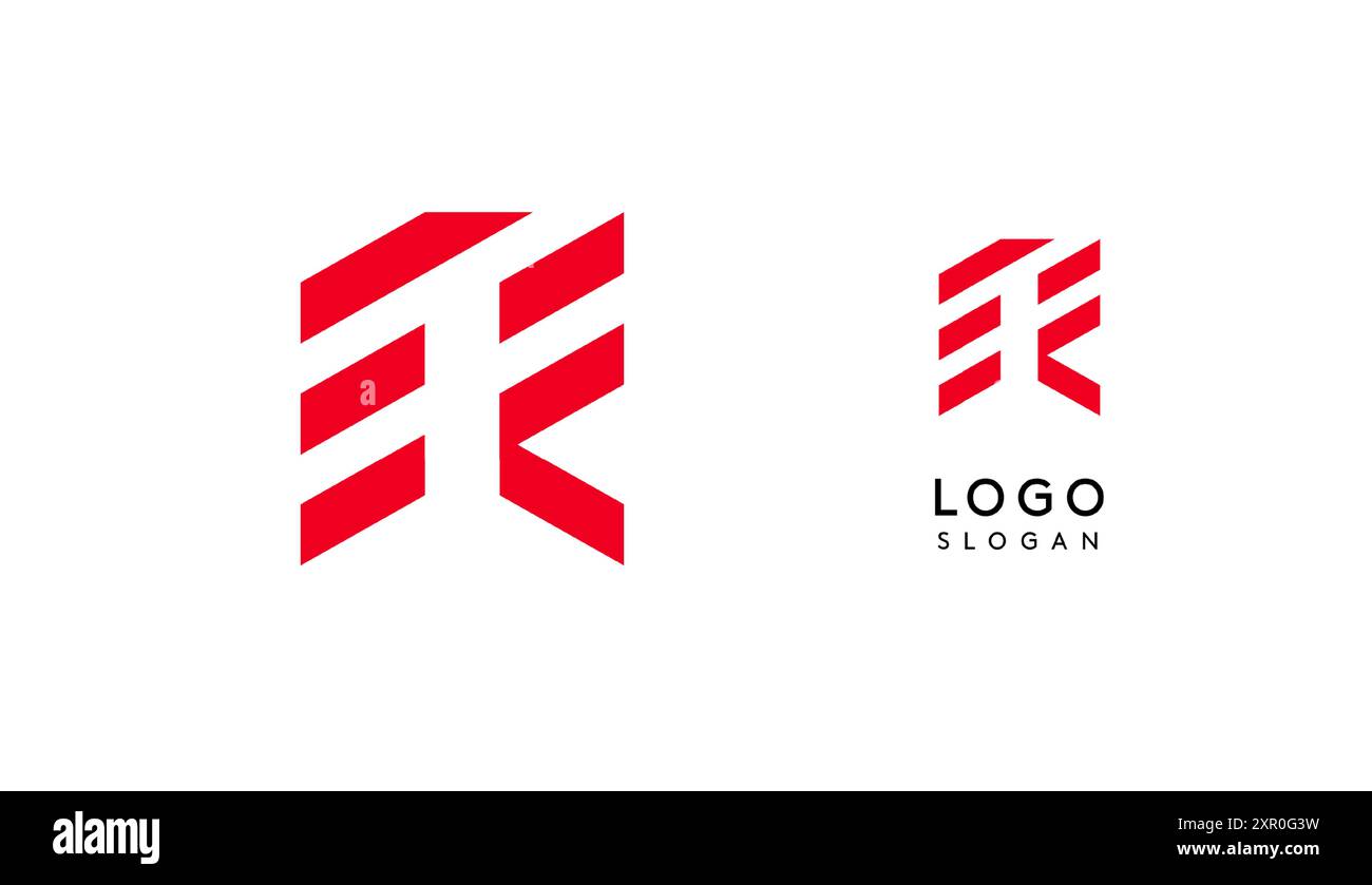 Abstract red geometric letter R with parallel lines. Stripes modern ...