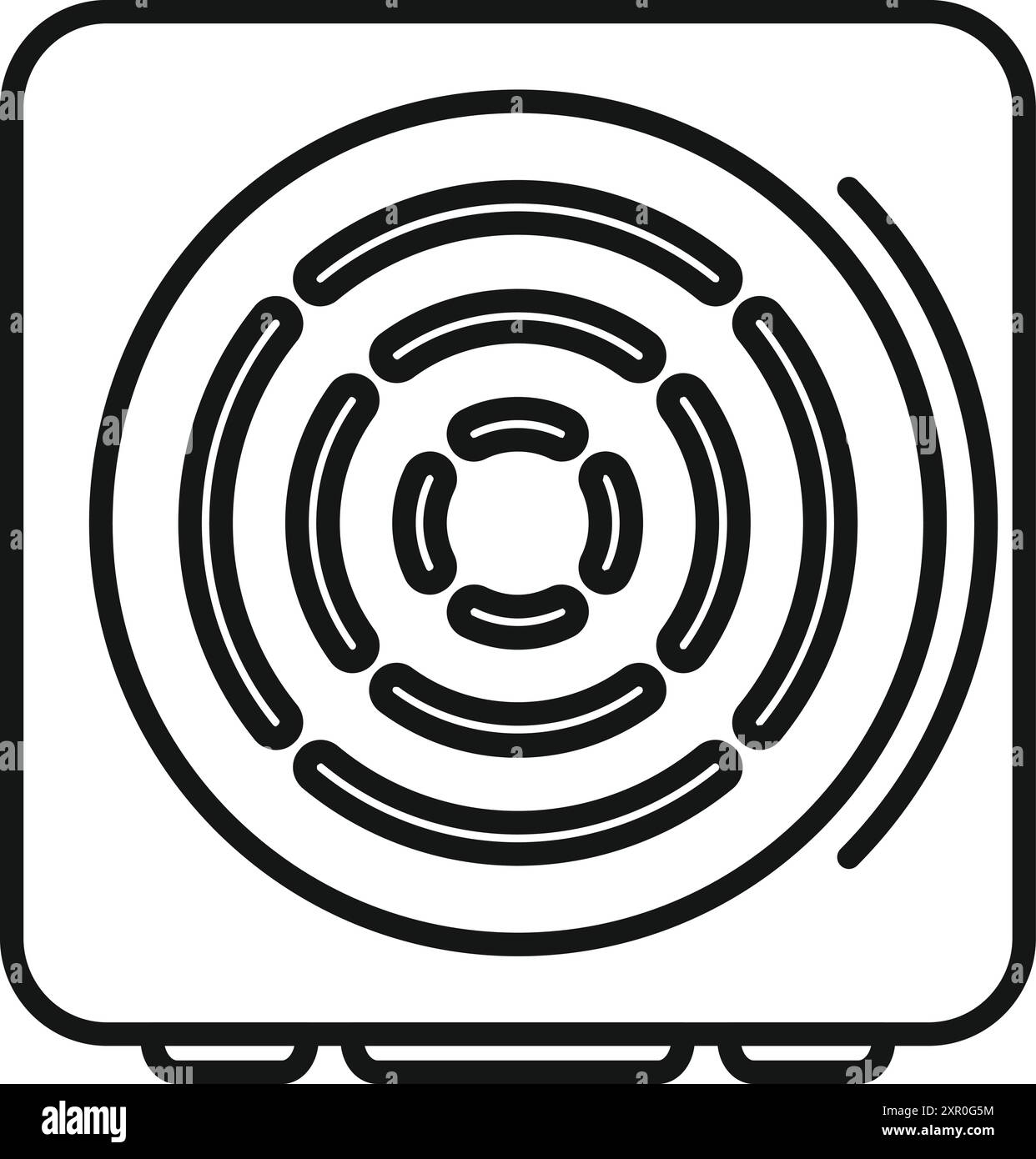 Simple induction cooker icon showing concentric circular pattern from a ...
