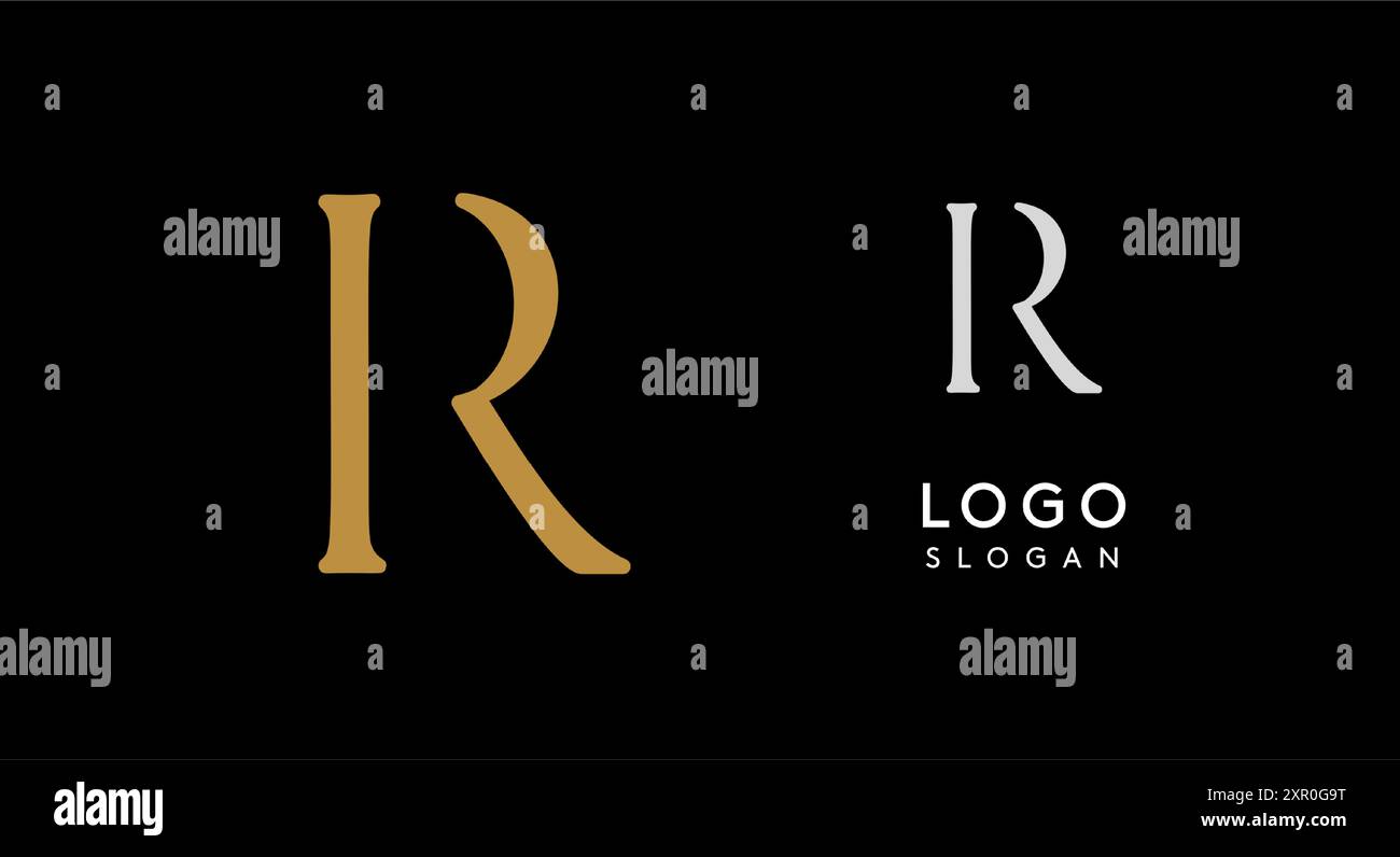 Minimalist logo design with letter R in gold on black background for ...