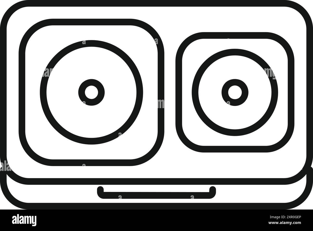 Minimalist line drawing of a modern double induction cooker for cooking ...