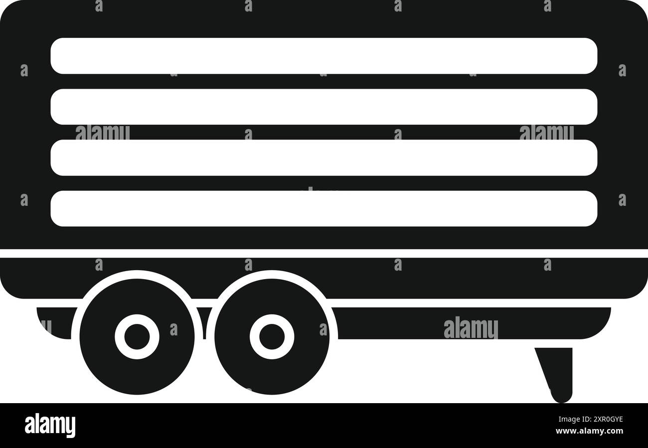 Simple icon of an empty cargo trailer standing on a white background ...