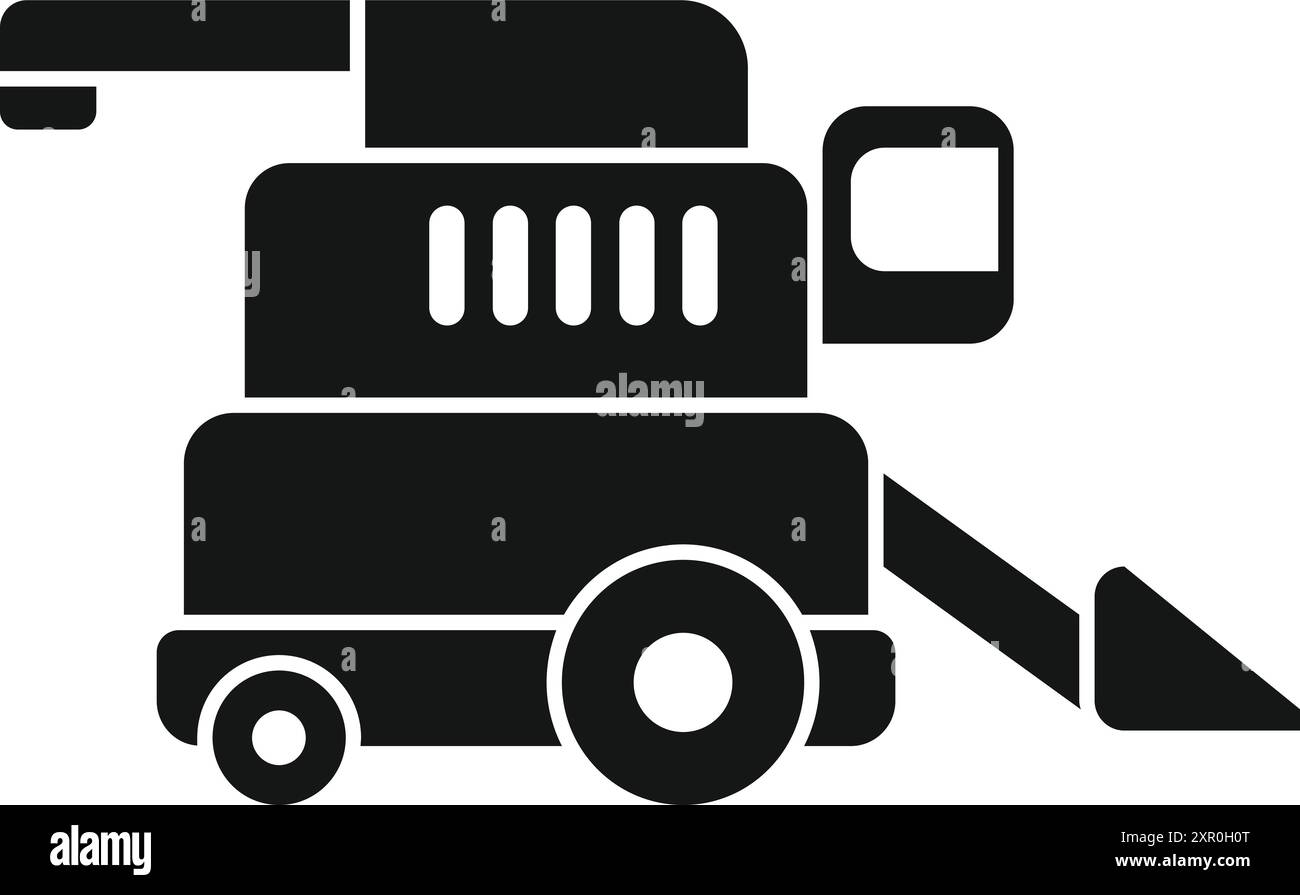 Combine harvester harvesting grain in field icon in glyph style Stock ...