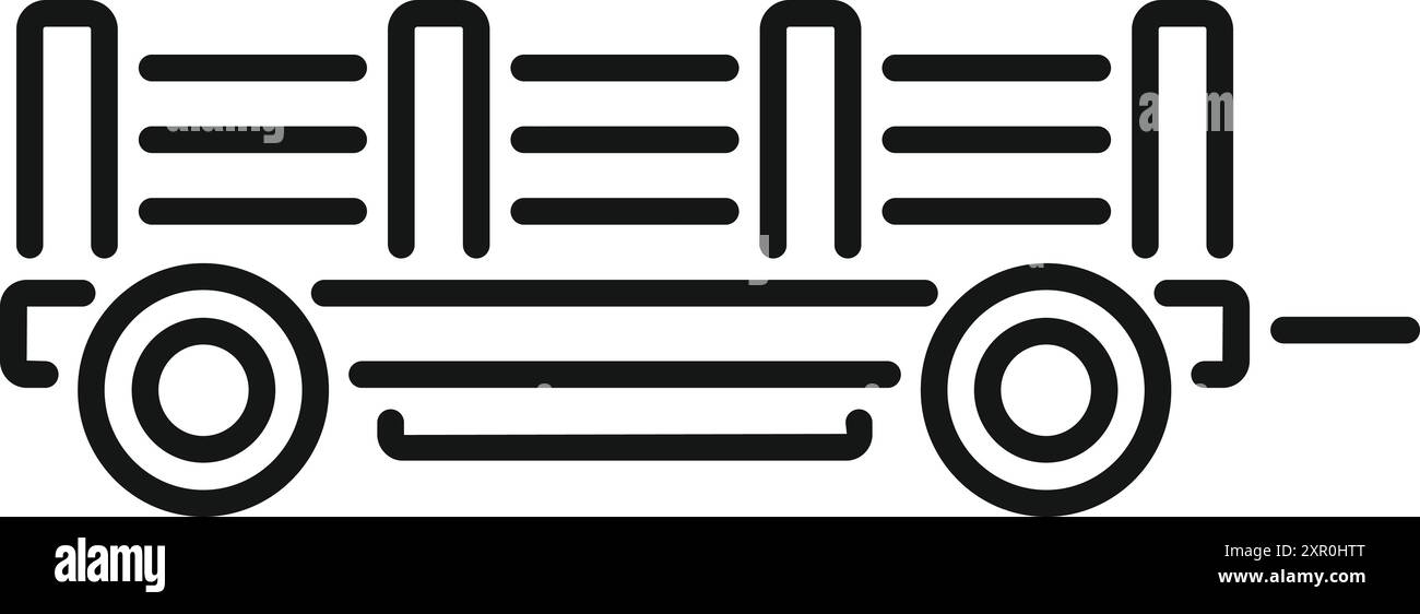 Line icon of an empty wooden trailer, ready for the harvest season ...