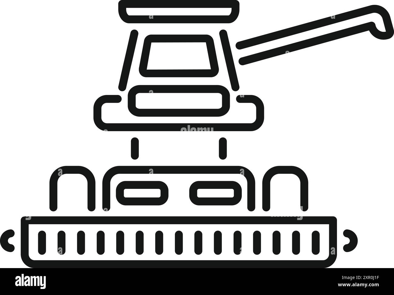 Smart farm combine harvester is harvesting crops, line art icon Stock ...