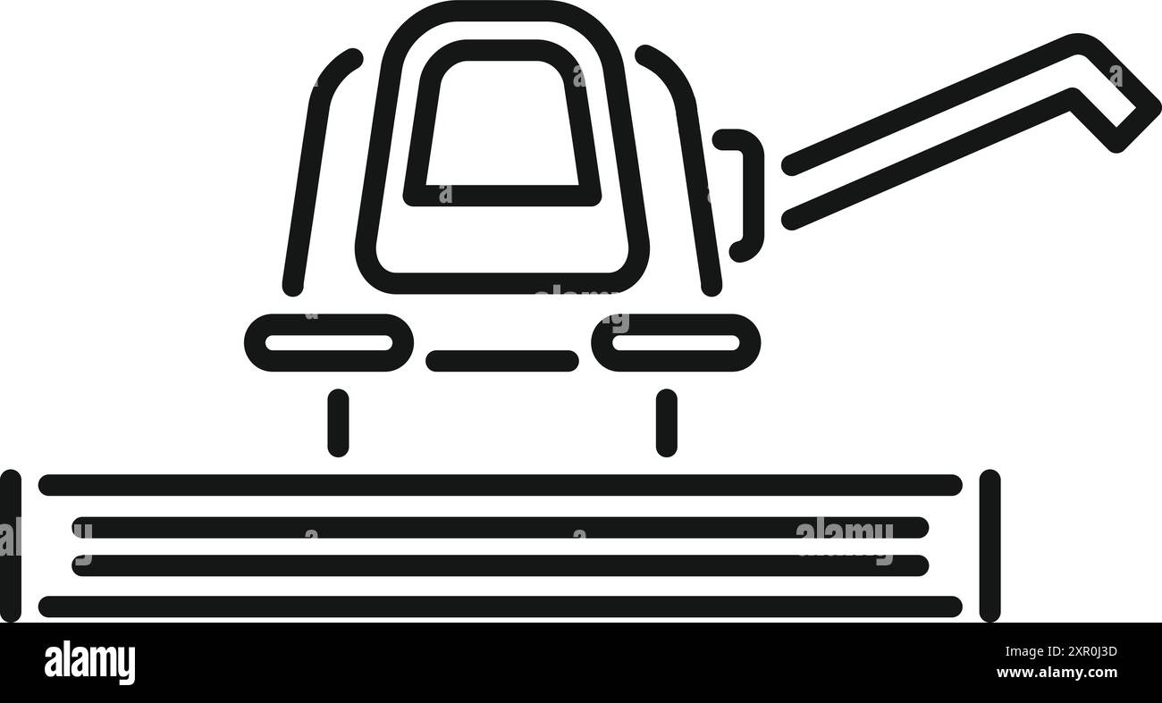 Line icon of a combine harvester harvesting wheat, representing modern ...