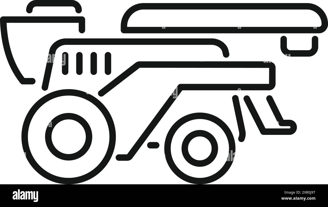 Smart farm combine harvester harvesting crops line icon concept Stock ...