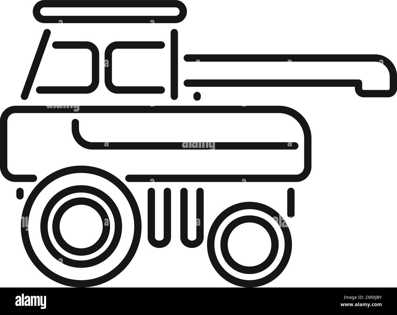 Simple icon of an agricultural machine harvesting crops, symbolizing ...