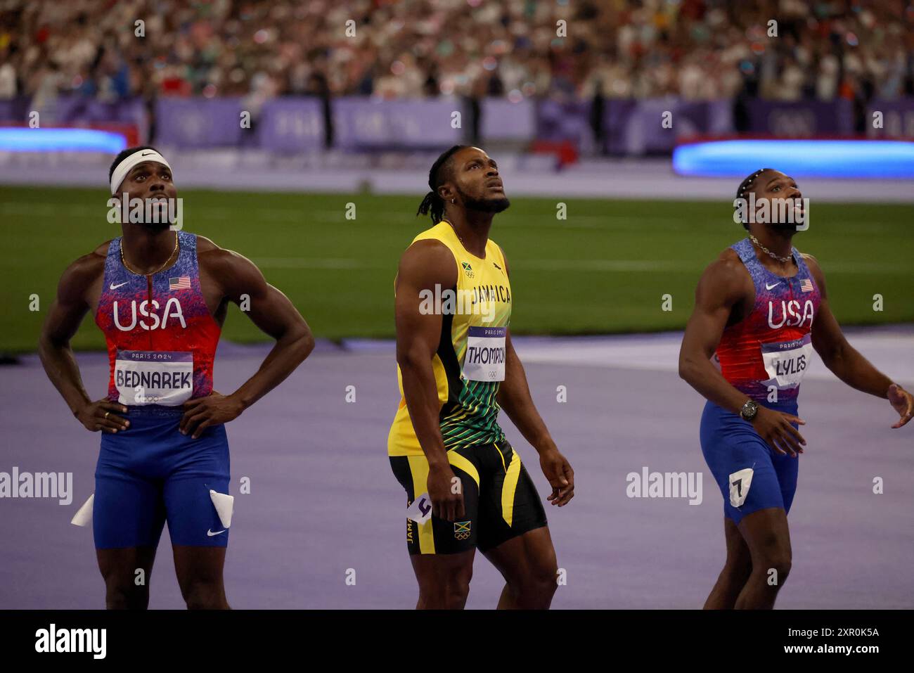 04 August 2024, Paris, France - Paris Olympics: Athletics - Finish of ...
