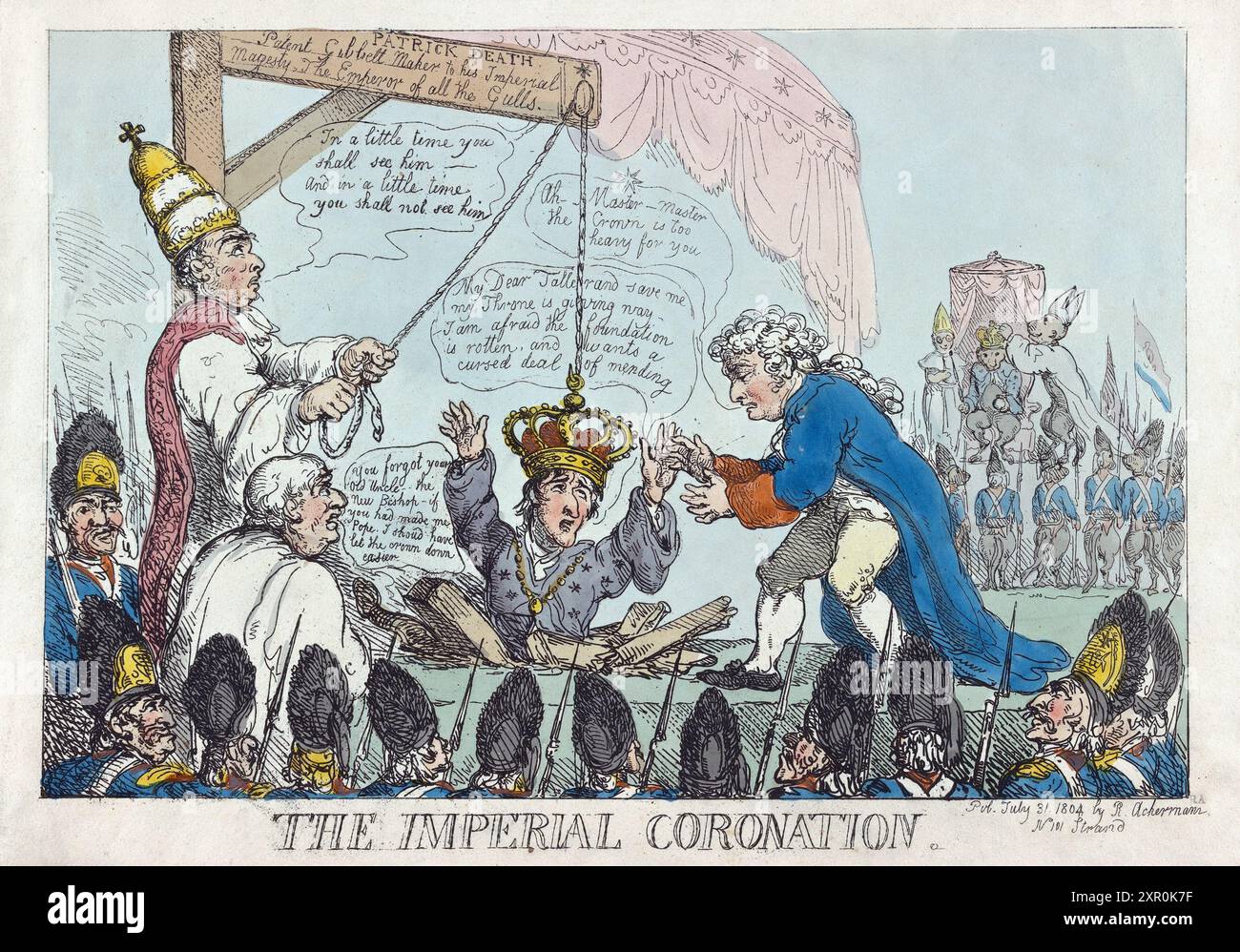A humorous political cartoon print coloured engraving of The Imperial ...