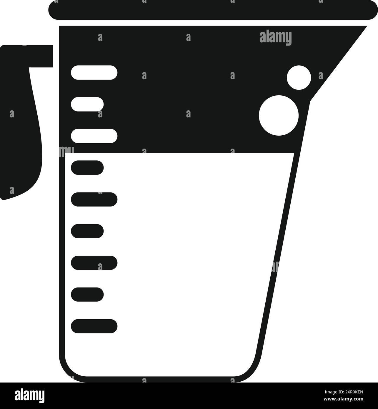 Simple black icon of a measuring cup, often used in baking and cooking to measure ingredients ...