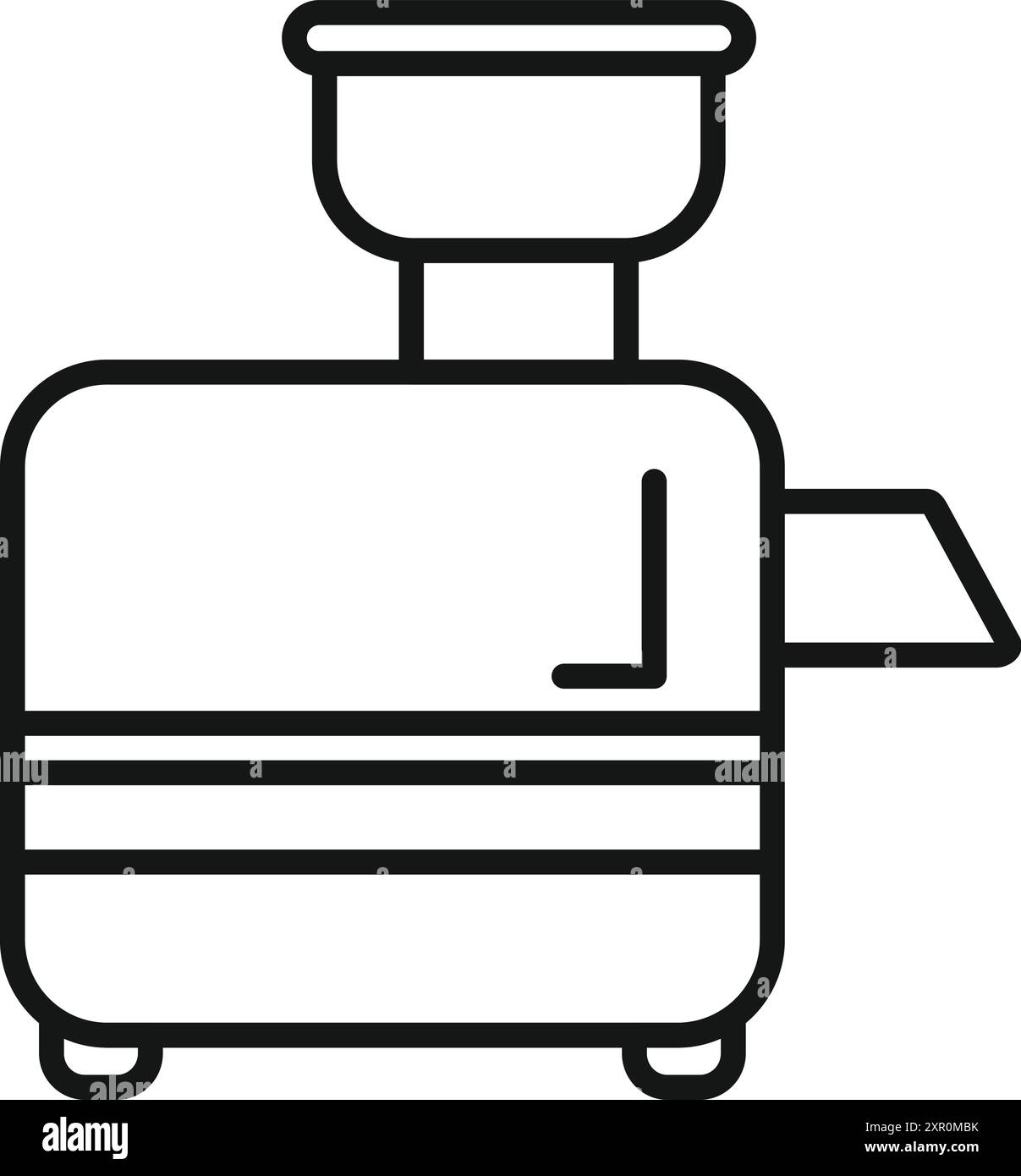 Simple line art icon of a grain grinder crushing machine with a ...