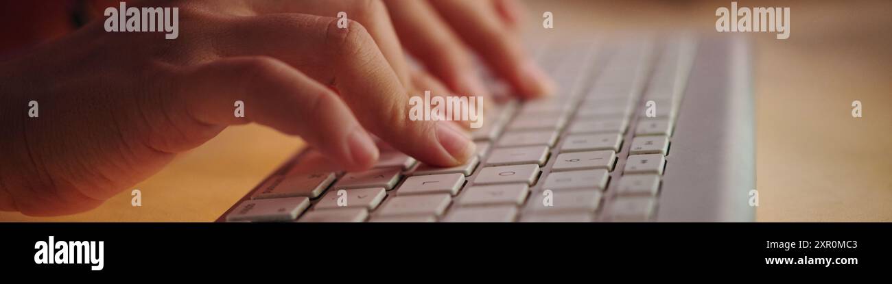 Typing on Computer Keyboard with Blur Effect Stock Photo - Alamy
