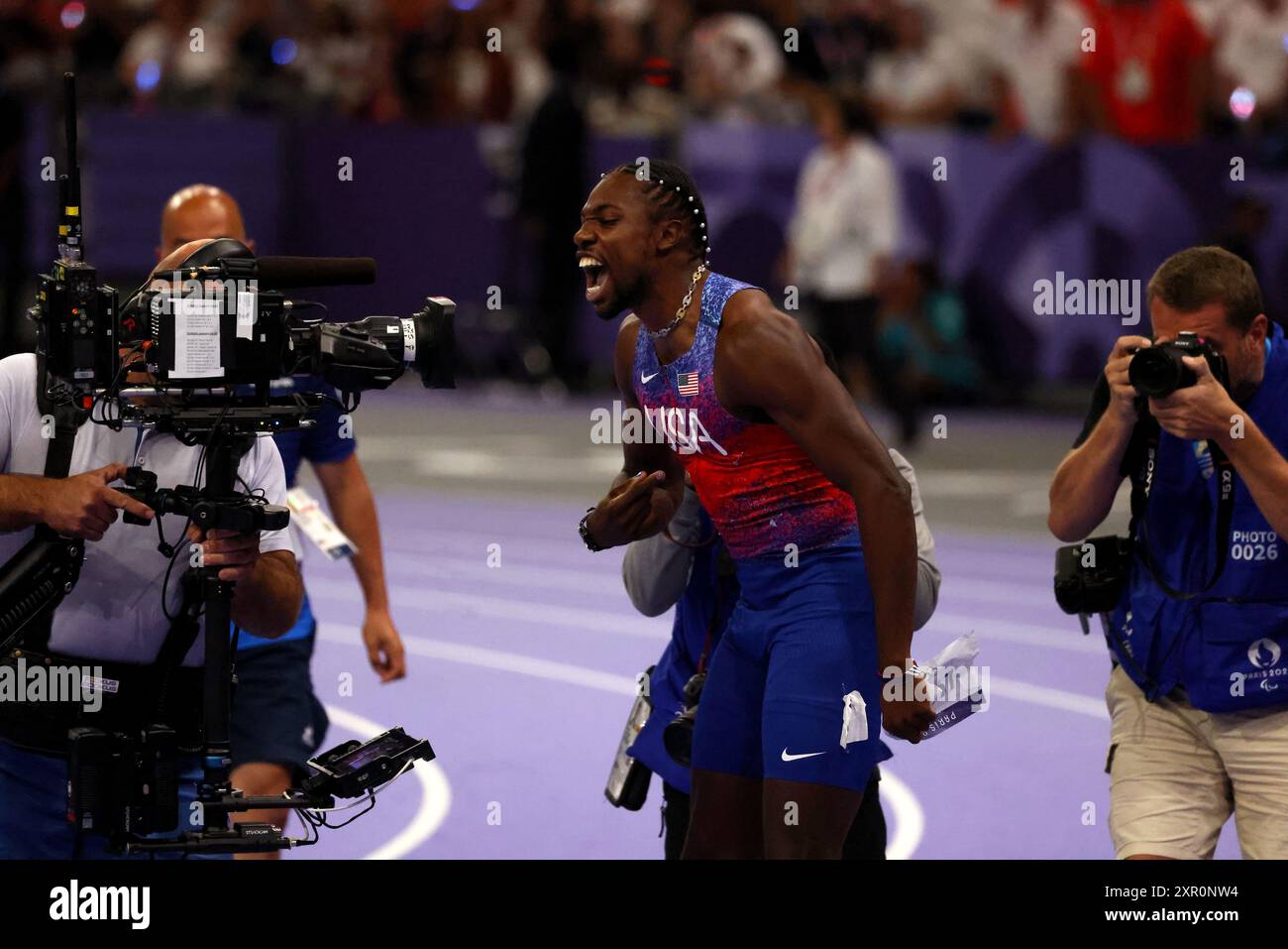 Paris, France. 04th Aug, 2024. Paris Olympics: Athletics - USA's Noah ...