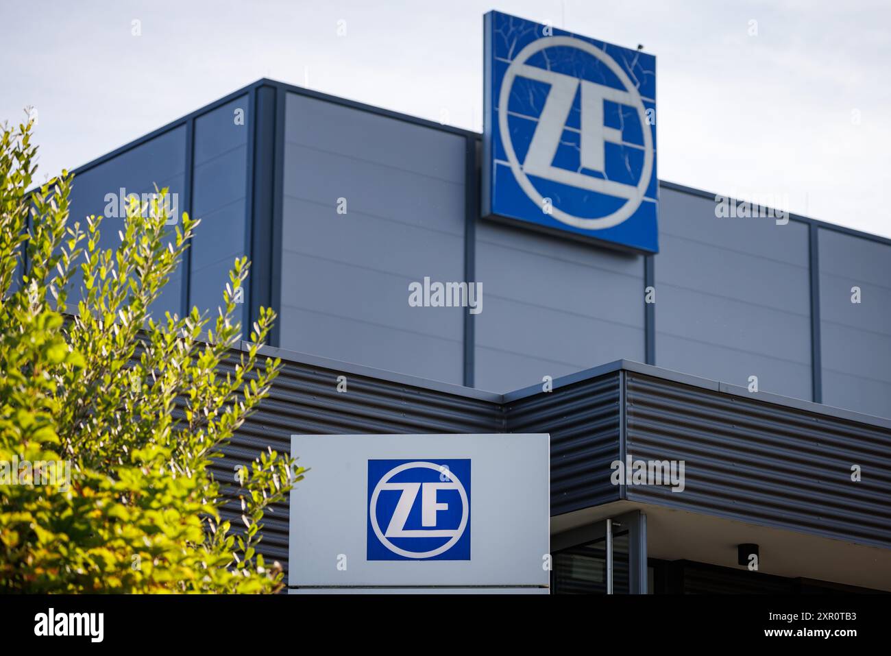 06 August 2024, Saarland, Saarbrücken: The ZF logo is displayed on a ...