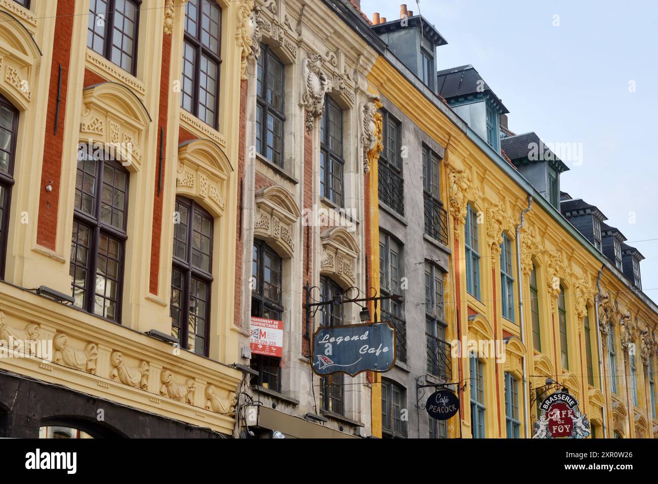 Lille, France 07-17-2024 facades of the old town flemish style and ...