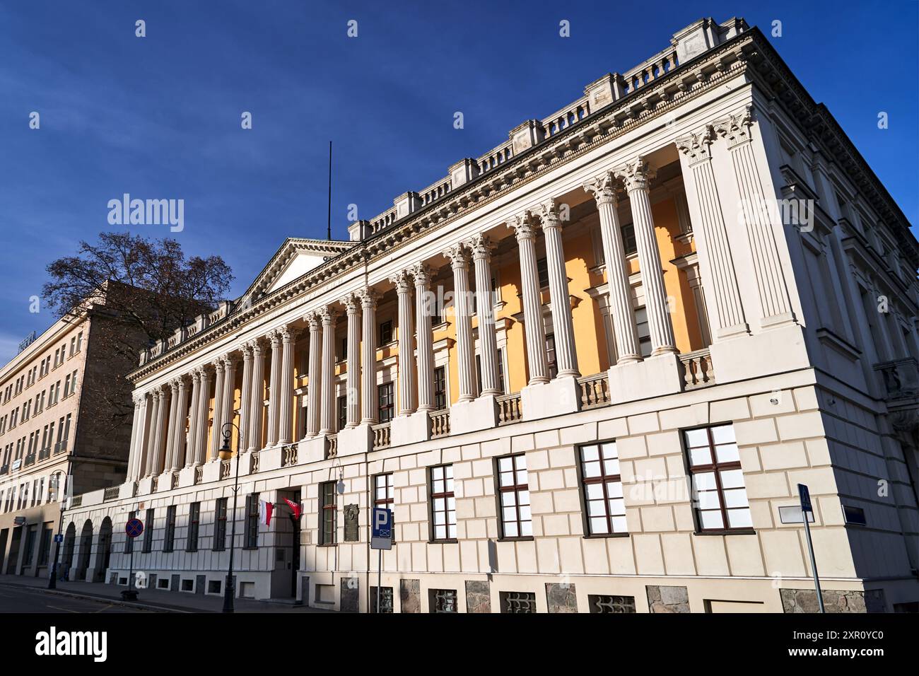 Facade Of A Historic Building With Corinthian Columns In Poznan Poland