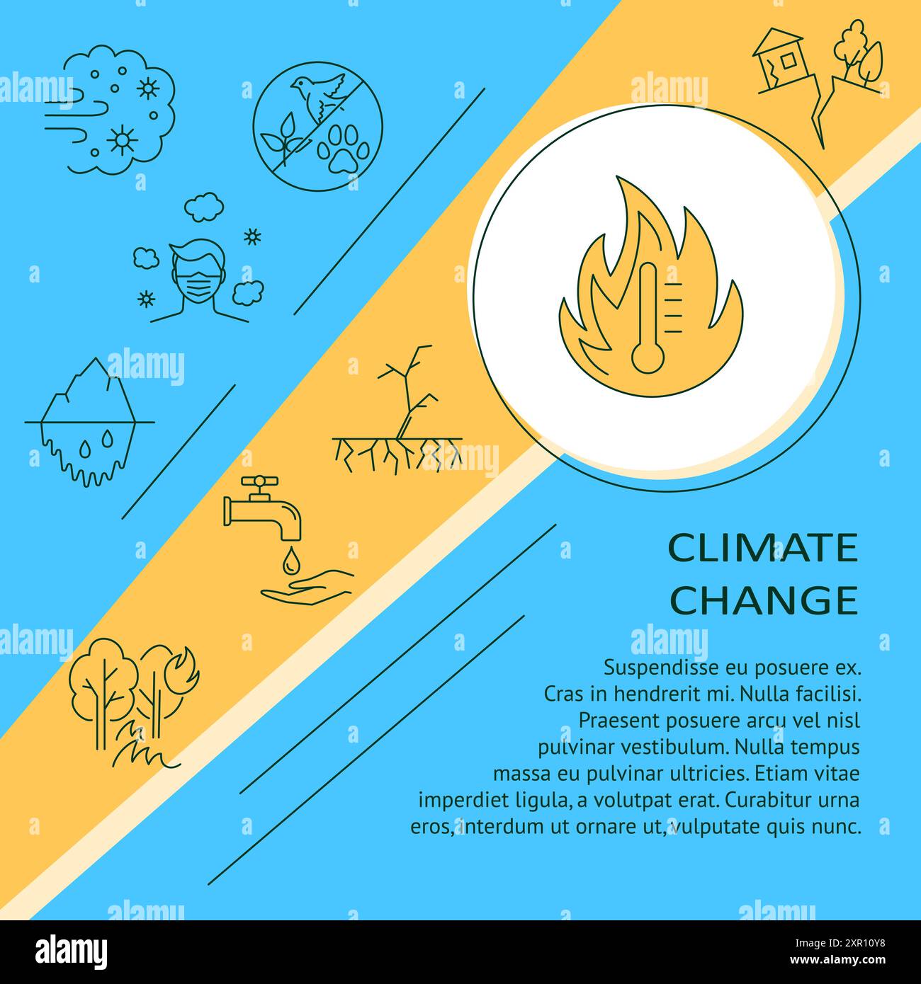 Climate change impact banner template with place for text. Weather ...