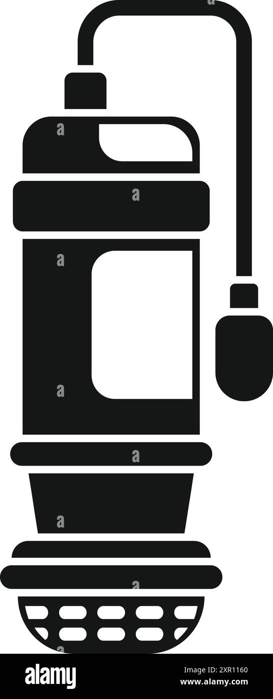 Water well pump system icon representing deep drilling equipment for ...