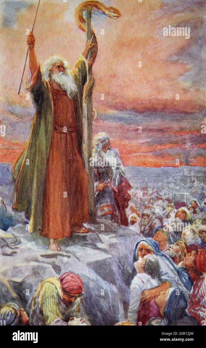 Moses holding up the Brazen Serpent So the Israelites who had been ...