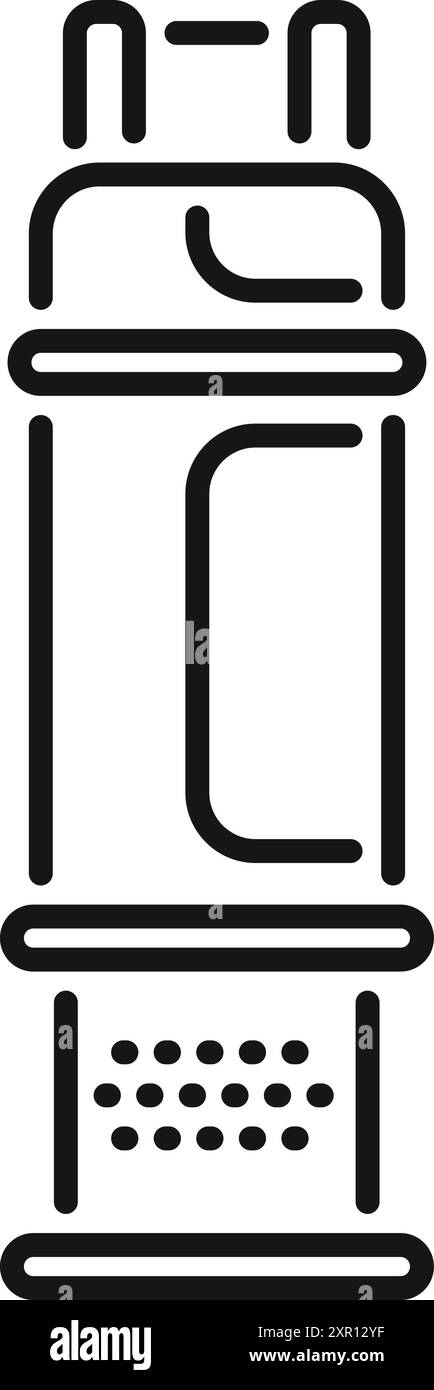 Simple line drawing icon of a gas cylinder, used for camping stoves and ...