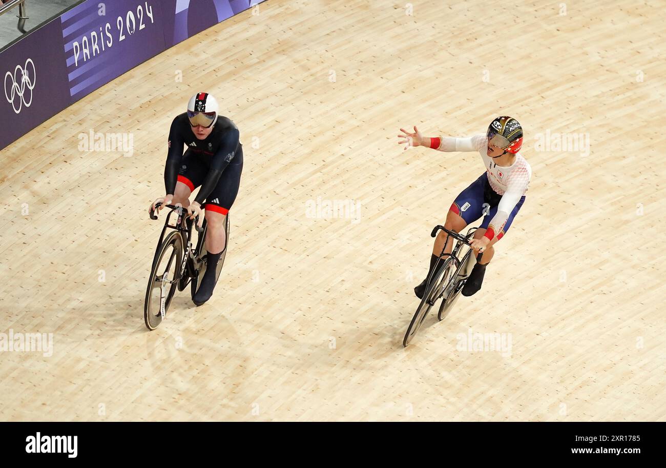Japan's Kaiya Ota and Great Britain's Jack Carlin after race two of ...