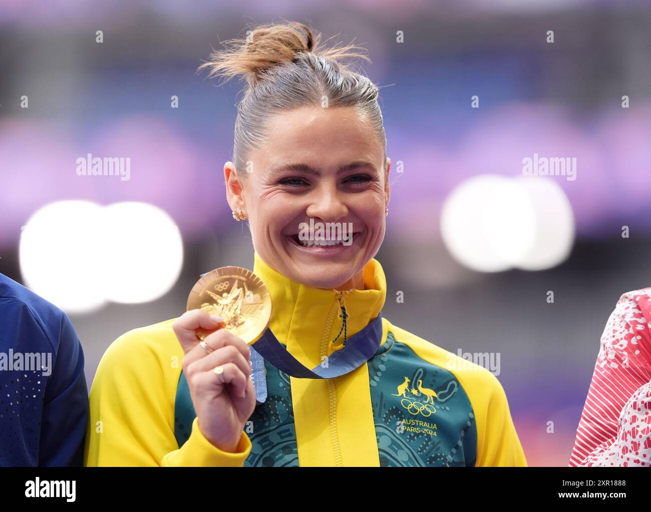 Australia's Nina Kennedy with the gold medal for the Women's Pole Vault ...