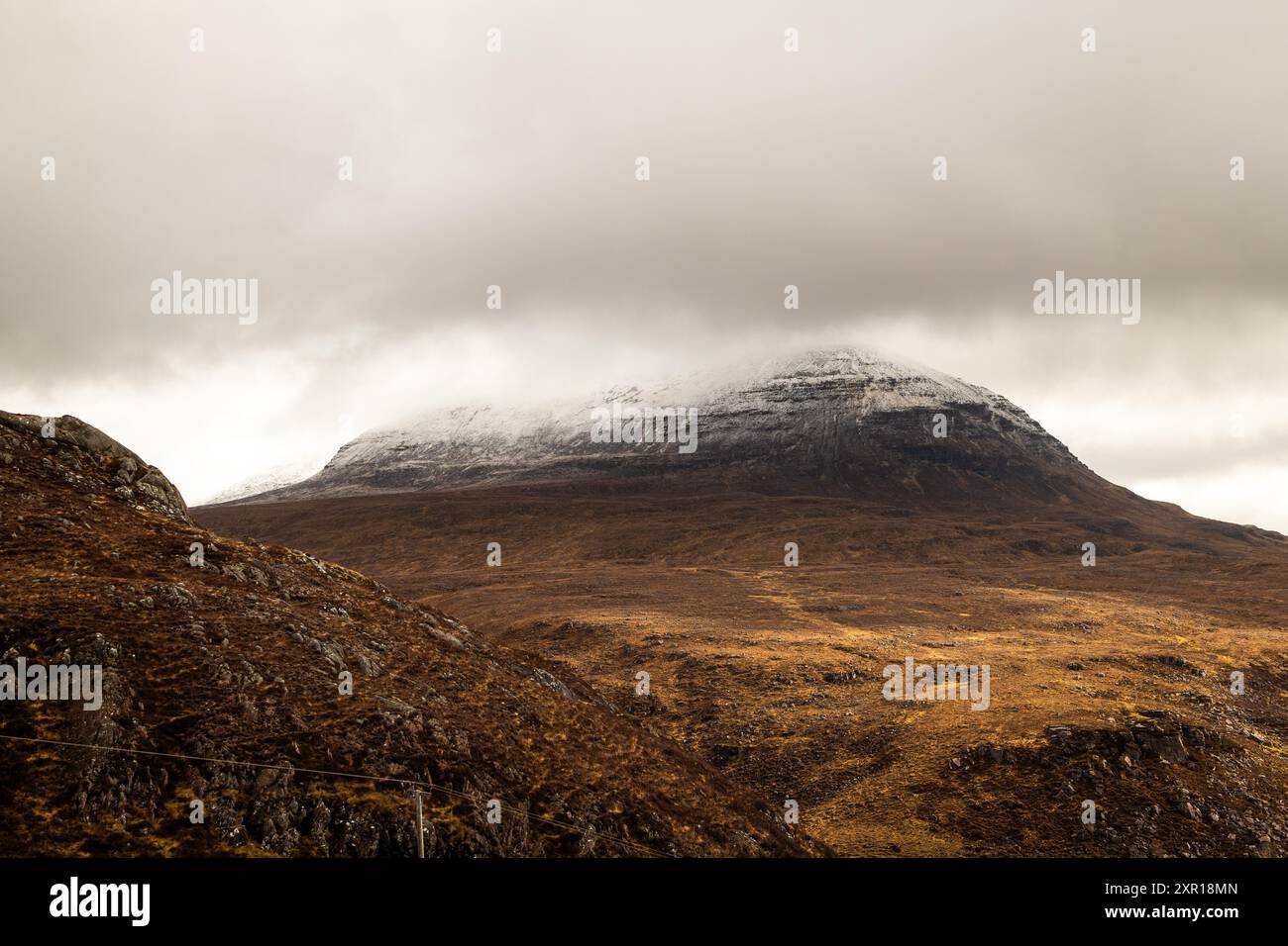 A scenic Scottish Highlands disappearing into misty mountains, with ...