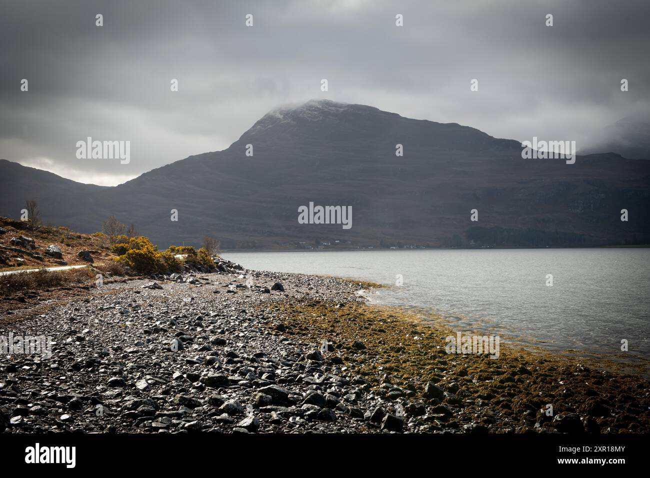 A scenic Scottish Highlands disappearing into misty mountains, with ...