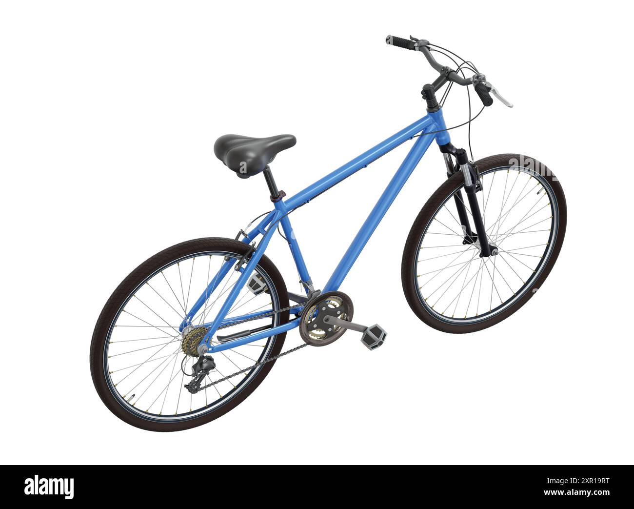 Blue bicycle, top back view isolated on white background, 3D ...