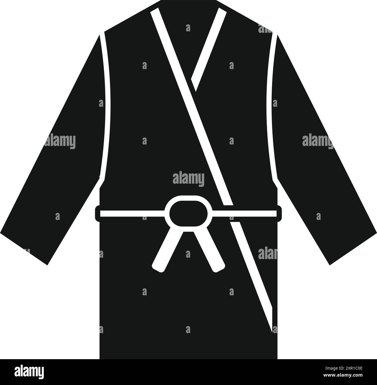 Simple black and white icon of a martial arts uniform, with a white ...