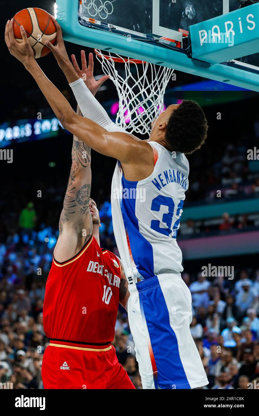 Daniel Theis of Germany and Victor Wembanyama of France in action ...