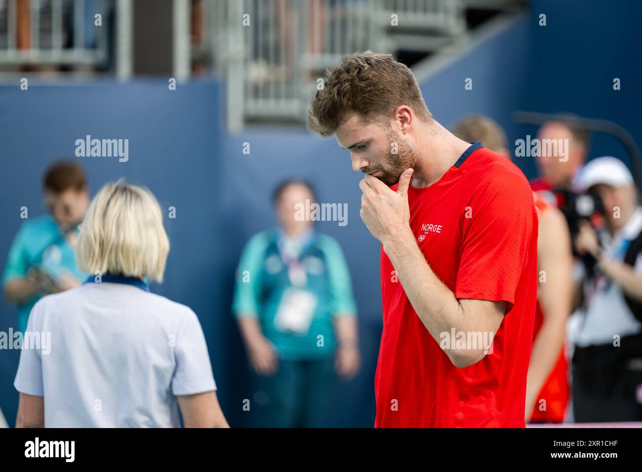 Anders Mol of, Norway. , . looks dejected after a men's beach ...