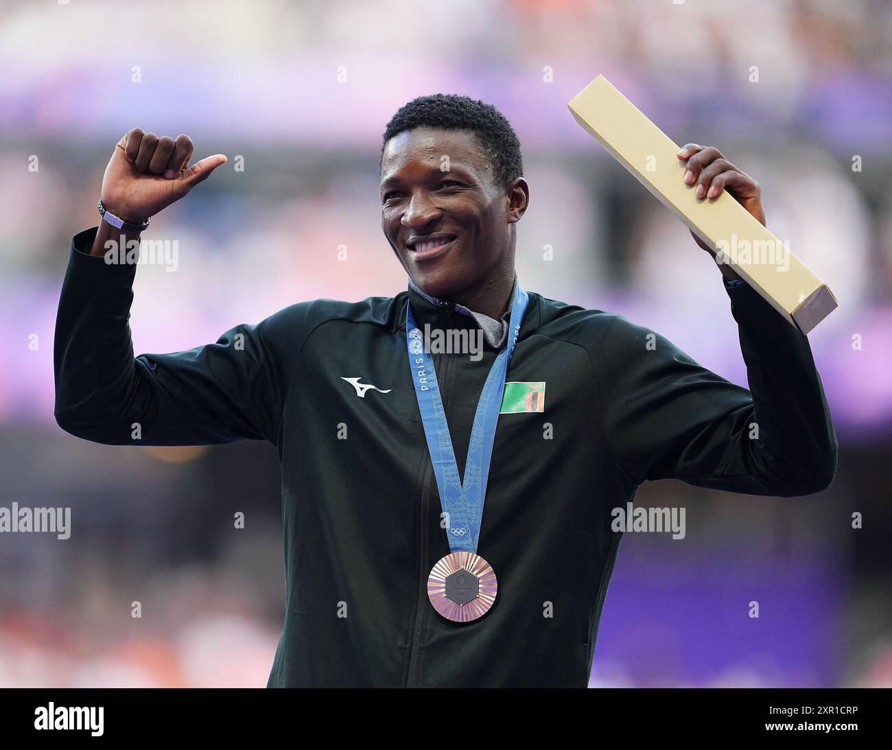 Paris, France. 8th Aug, 2024. Bronze medalist Muzala Samukonga of ...