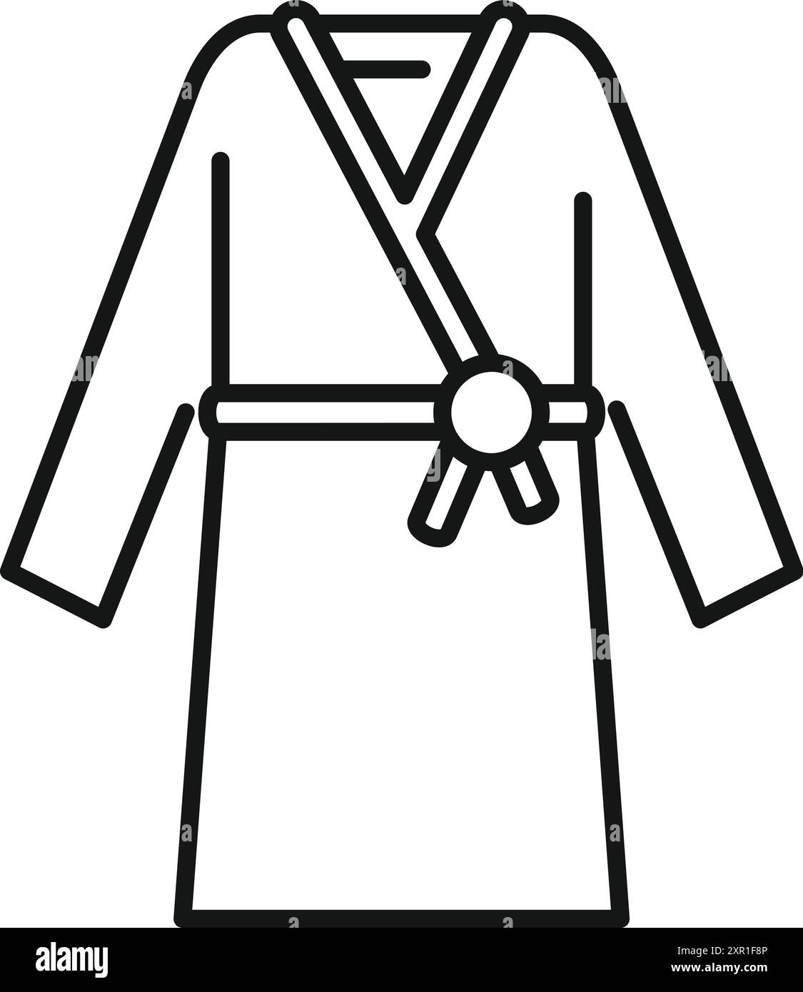 Simple black and white line drawing of a japanese kimono robe, offering ...