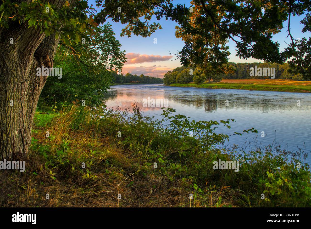 Evening light on the River Tay near Luncarty, Perthshire Stock Photo ...