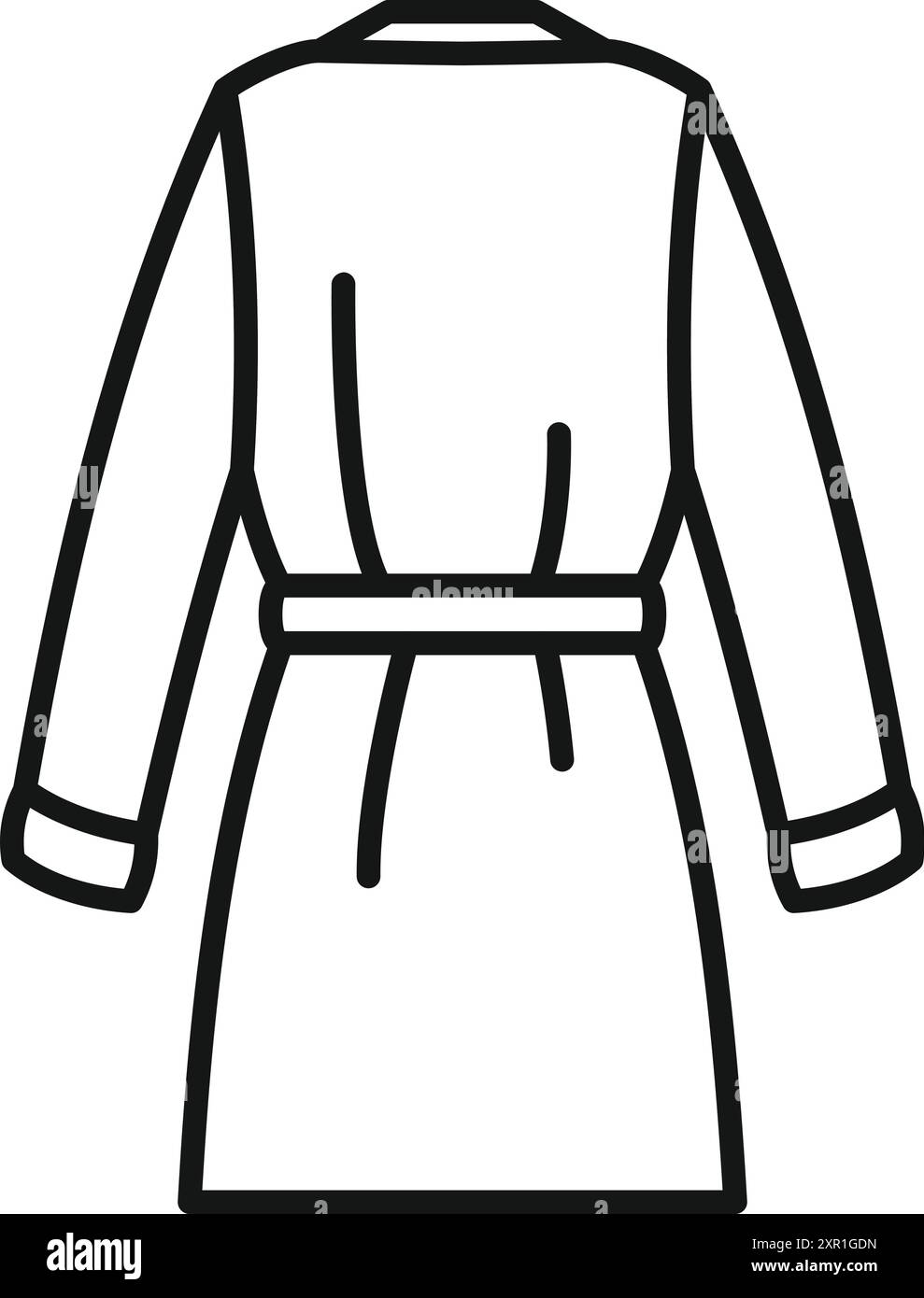 Simple line drawing of a bathrobe hanging on a white background ...