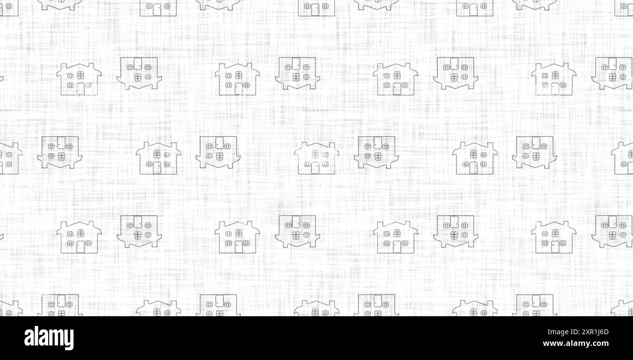 White neutral minimal house motif with Linen effect texture for baby ...