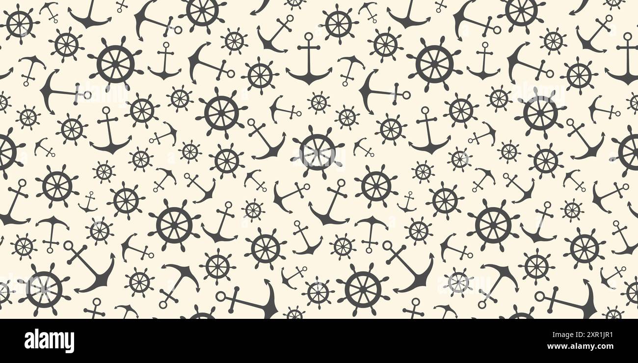 Nautical seamless pattern with ship wheels and anchors Stock Vector Image & Art - Alamy