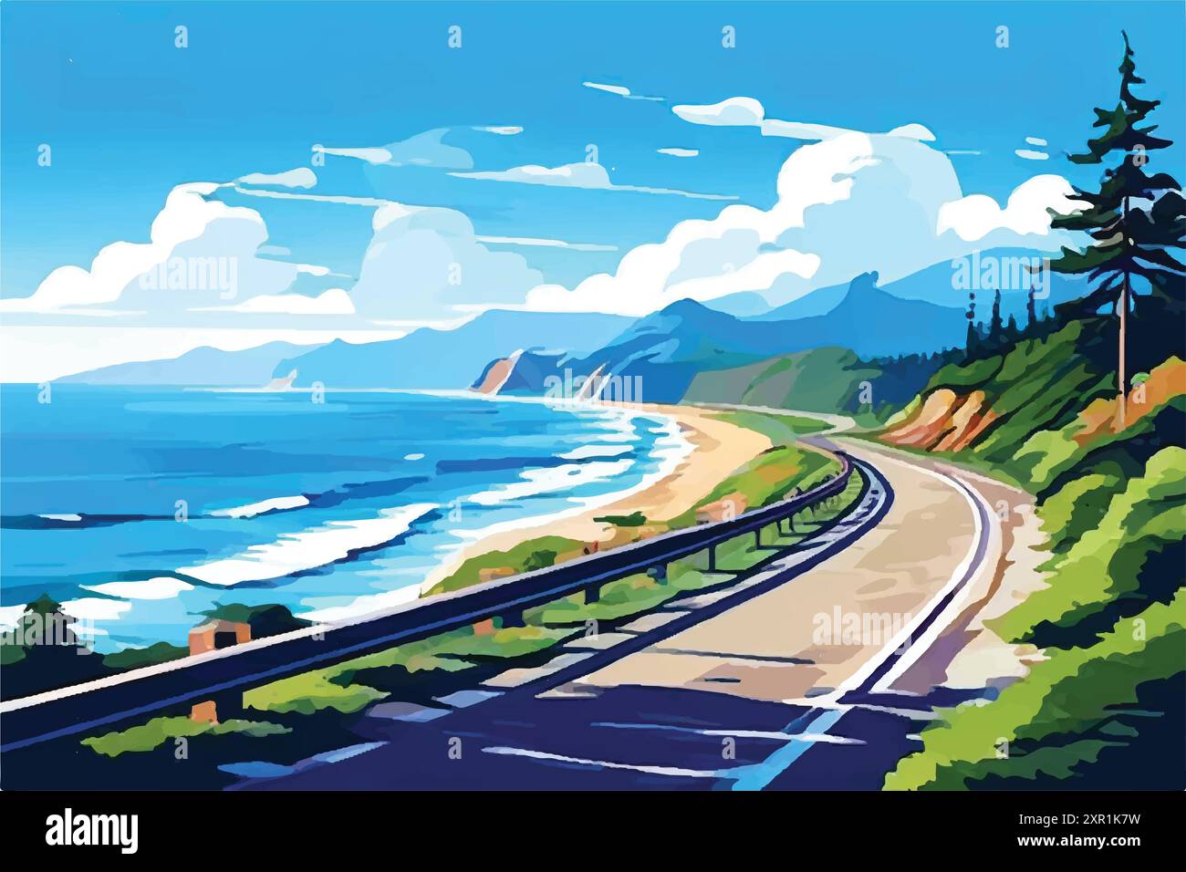 Coastal scenic road Stock Vector Images - Alamy