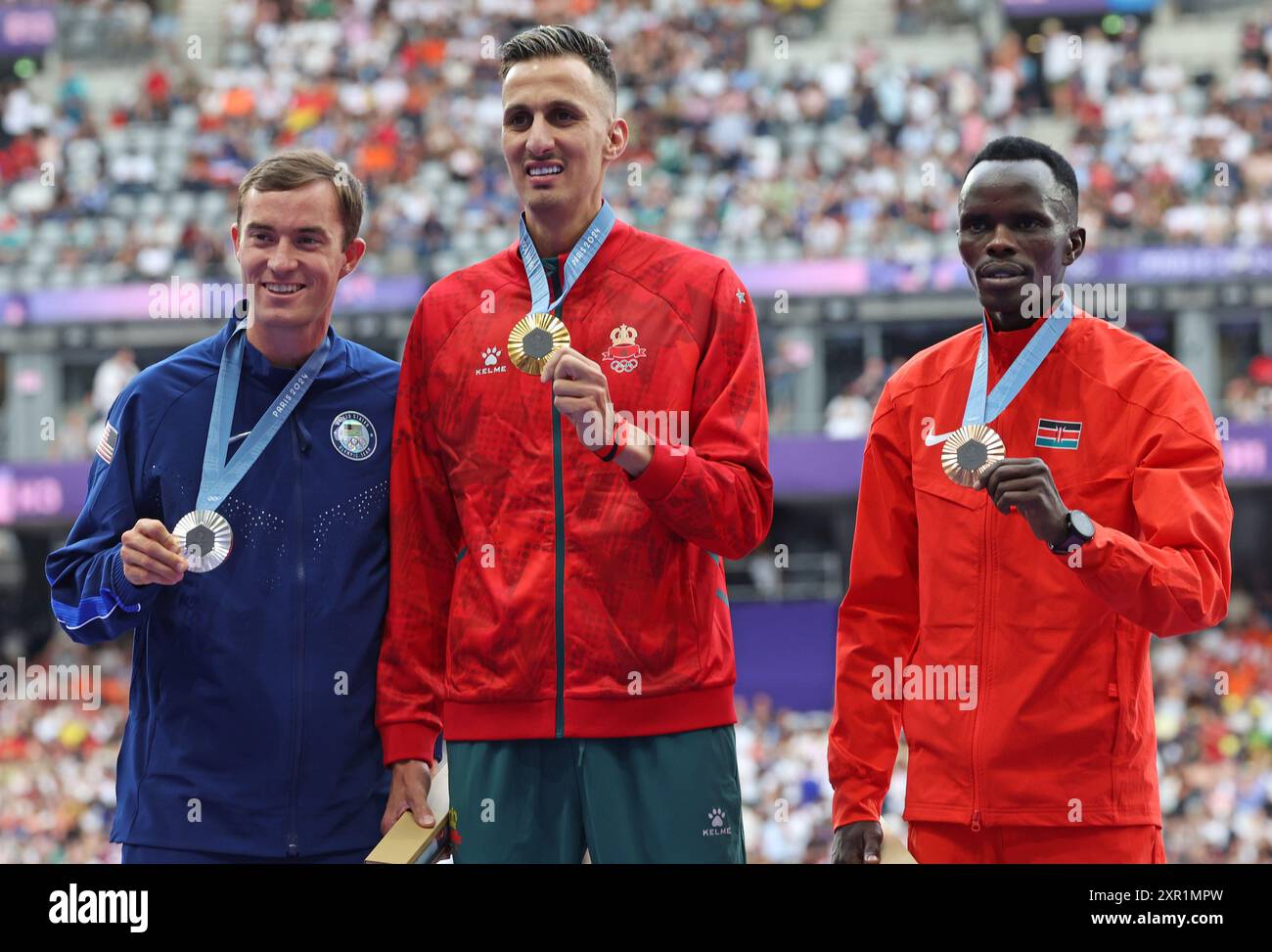 Paris, France. 08th Aug, 2024. Men's 3000m Steeplechase gold medalist ...
