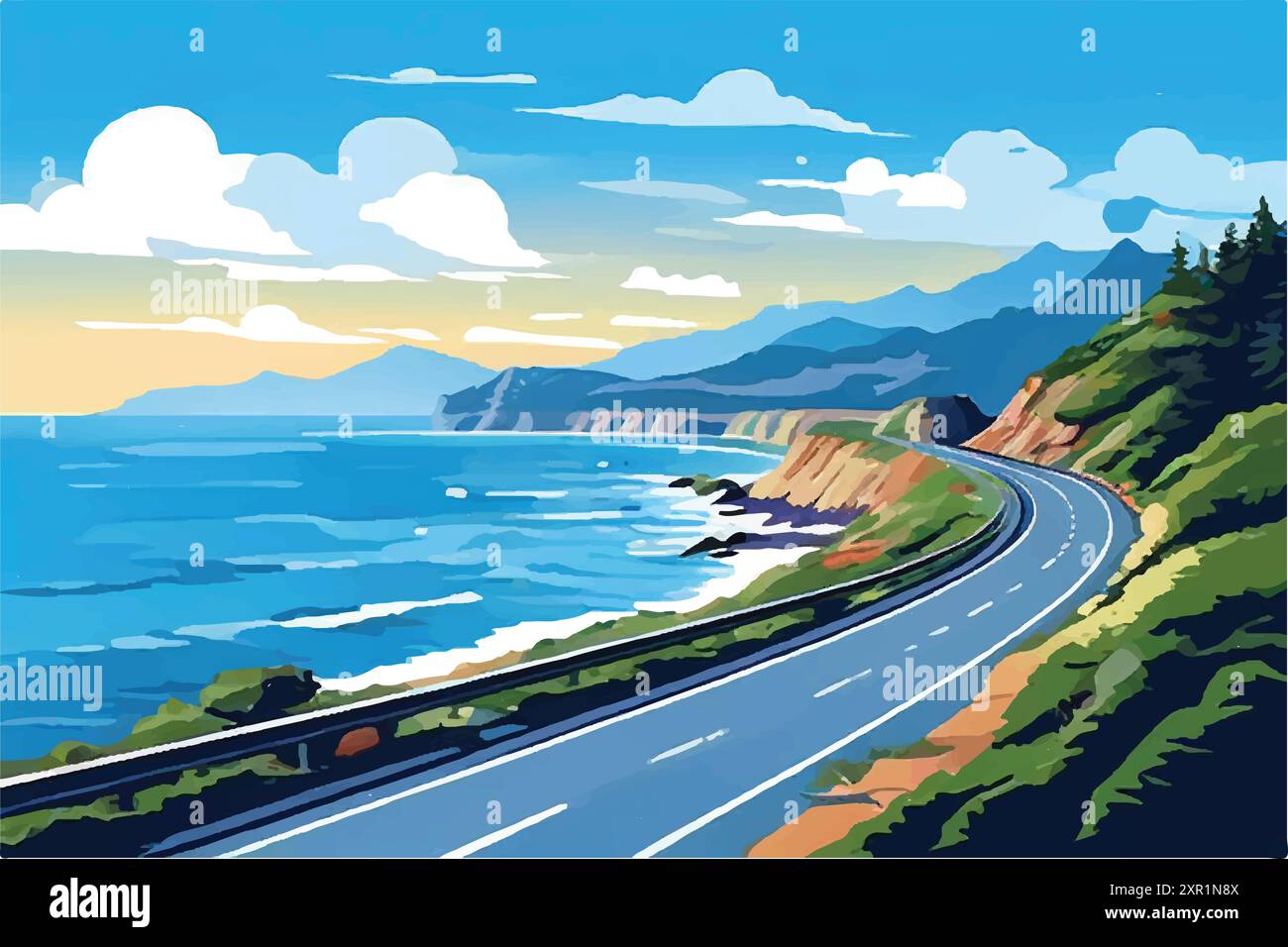 Coastal scenic road Stock Vector Images - Alamy