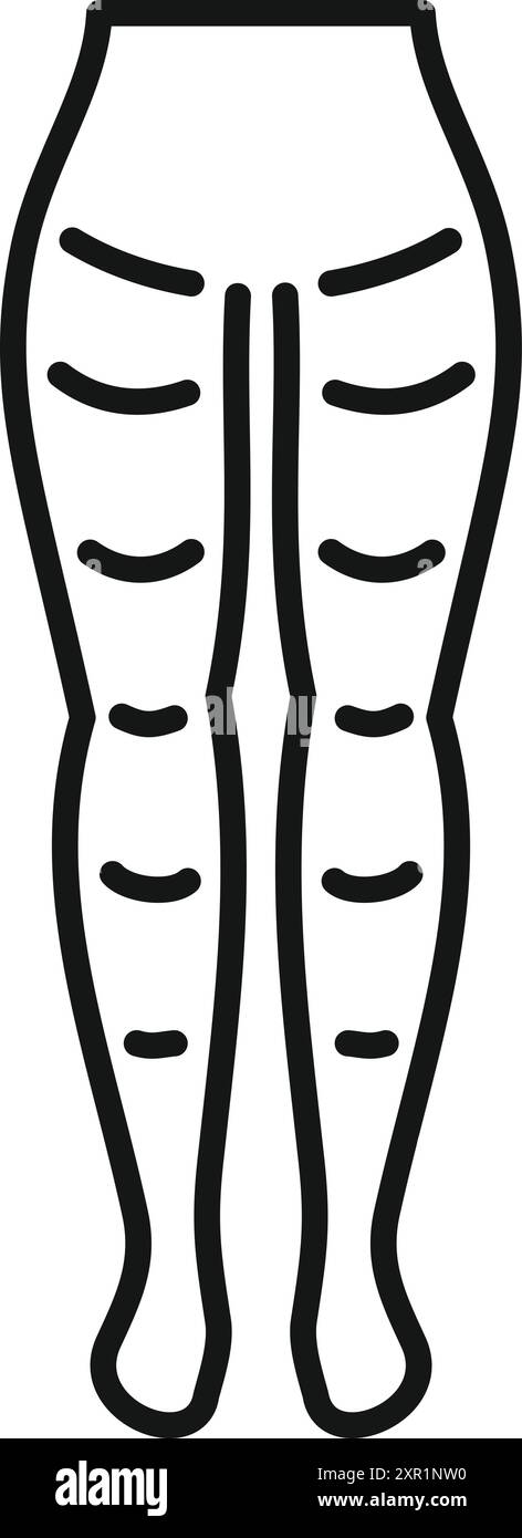 Line icon of woman legs with varicose veins wearing compression ...