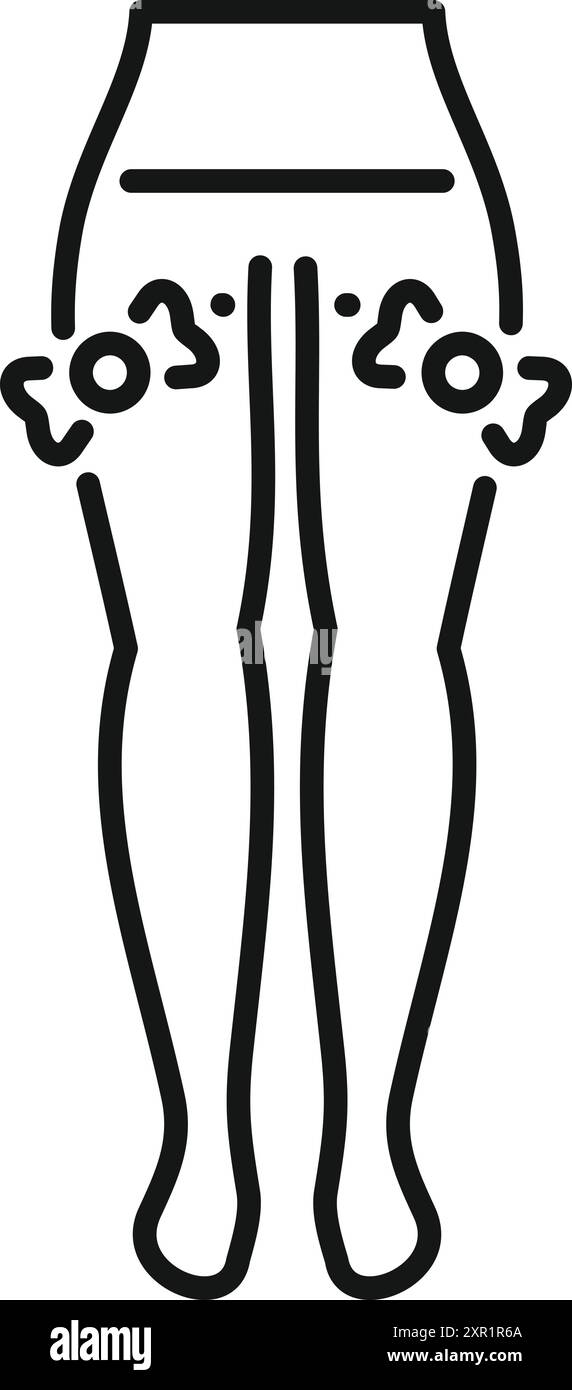 Line icon of female body highlighting hip pain, a common health concern ...